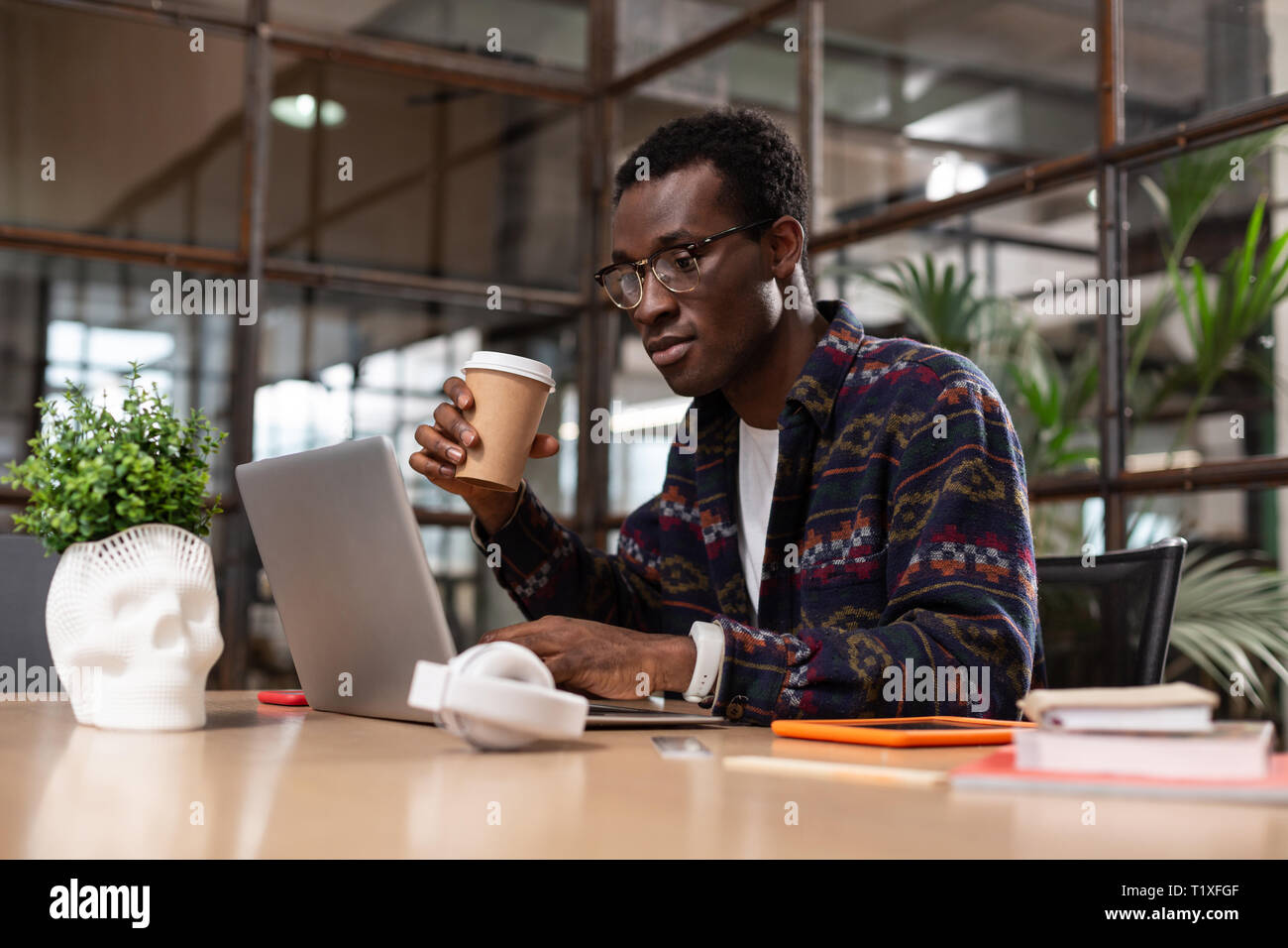 Man concentrated on doing important working task Stock Photo - Alamy