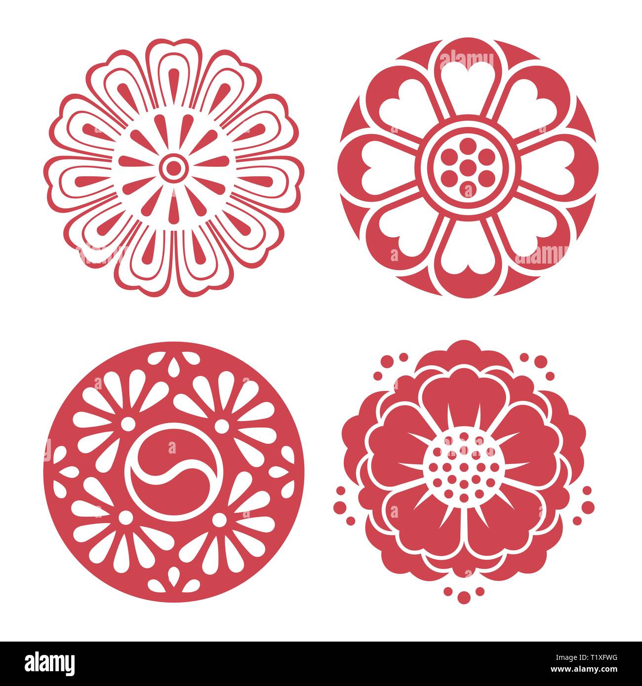 Set of vector Korean traditional design element Stock Vector Image ...