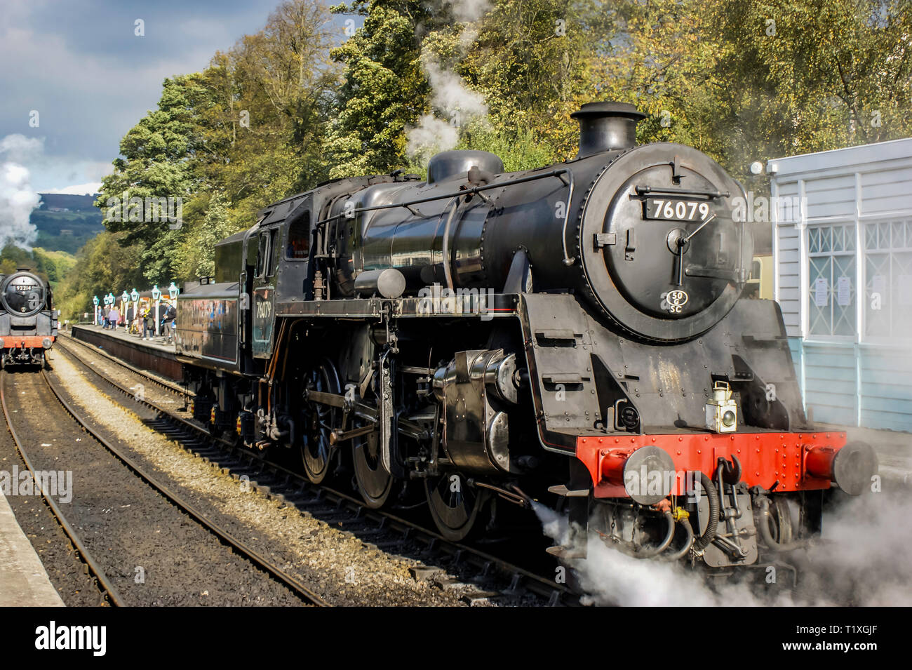 Class 4 Steam Locomotive no 76079 awaiting at Grossmount station on the ...