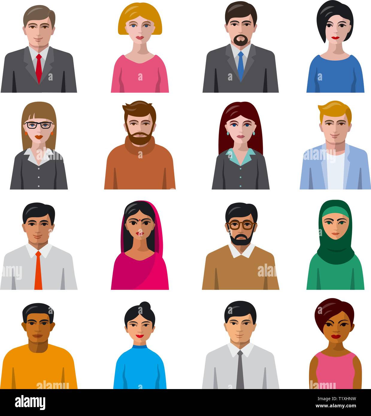 illustration of international avatars icons for social media Stock ...