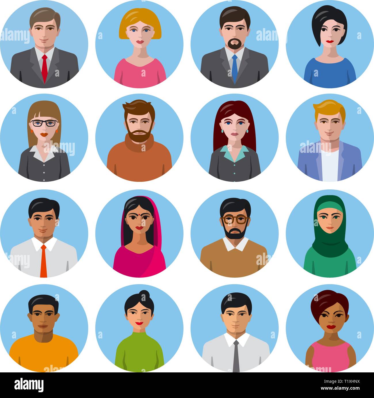 illustration of international avatars icons for social media Stock ...