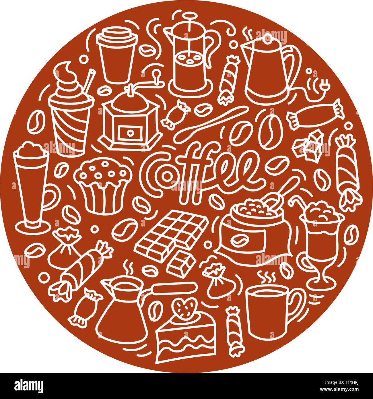 concept illustration of coffee drink and cakes with sweets Stock Vector ...