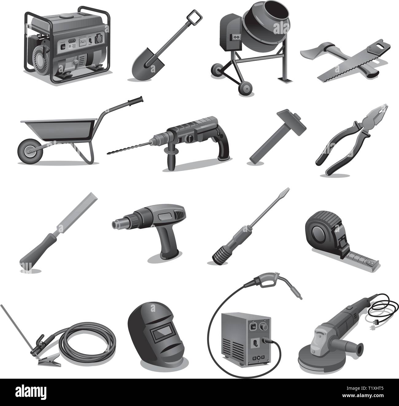 illustration of the construction work tools and equipment Stock Vector ...