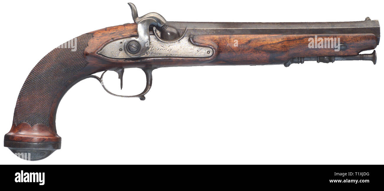 Small arms, pistols, caplock pistol, caliber 17 mm, Bizouard, Dijon ...