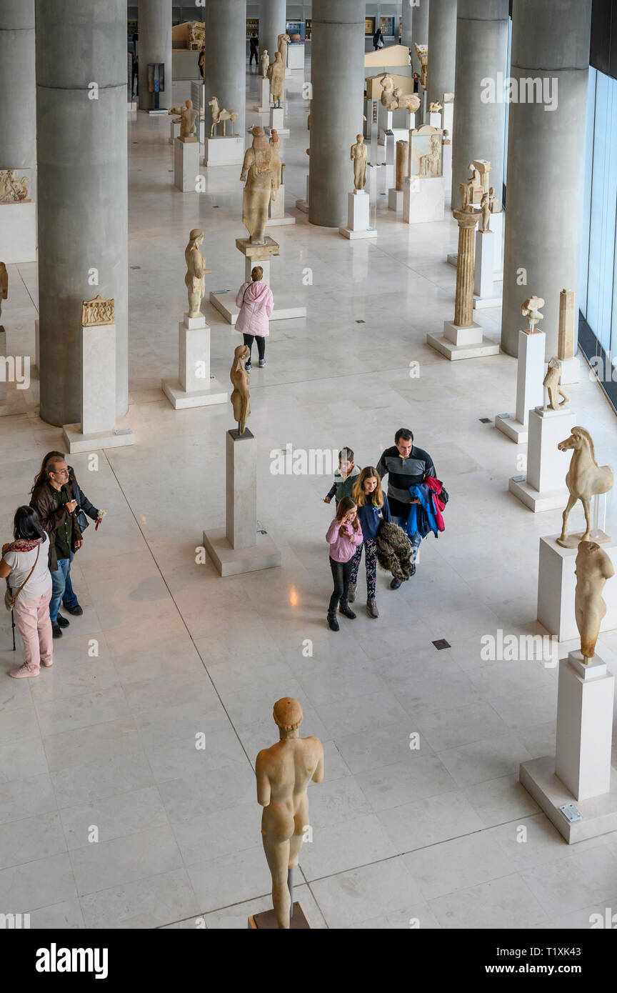Interior of the new Acropolis Museum, designed by architect Bernard ...