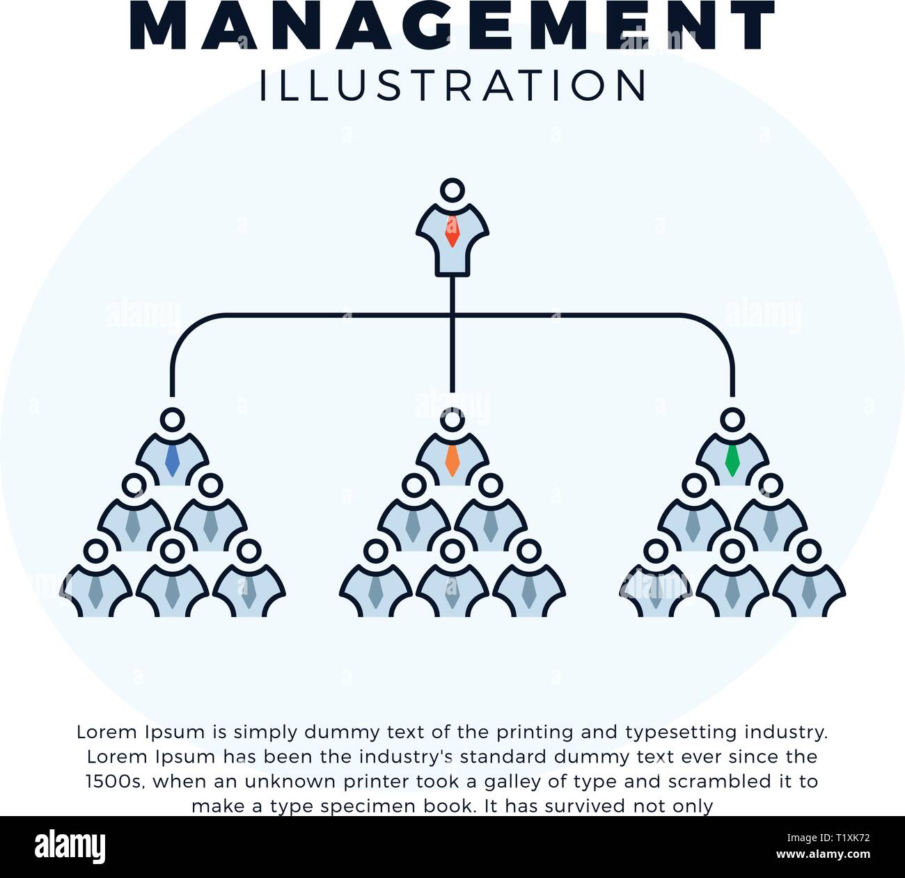 Web line icon illustration. Management, group of people or big boss ...