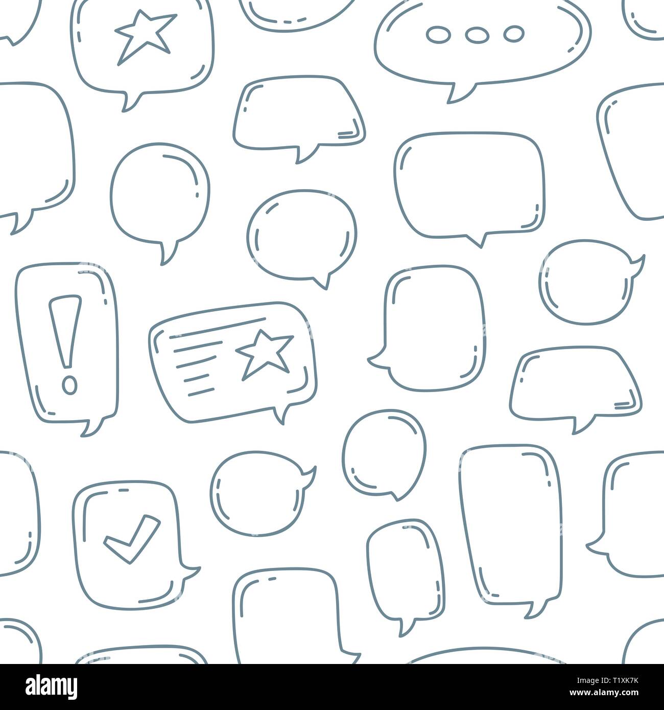 Hand Draw Doodle speech bubbles seamless pattern Stock Vector Image ...