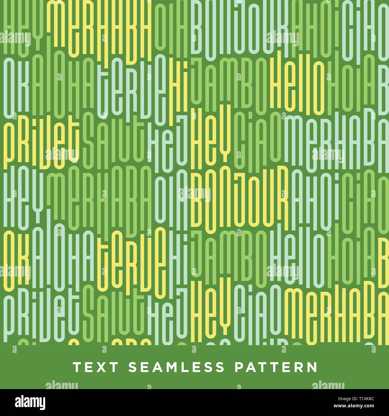 Text seamless pattern with word hello in different languages. French ...