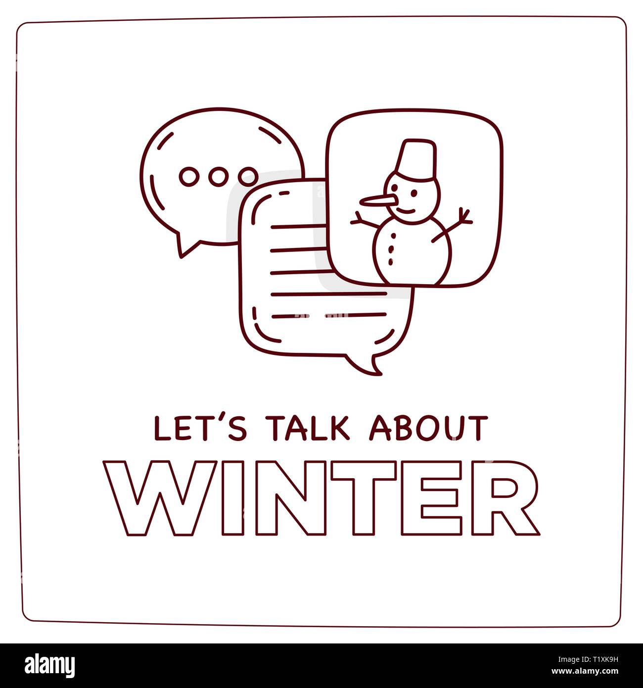 Let's talk about winter doodle illustration dialog speech bubbles with ...