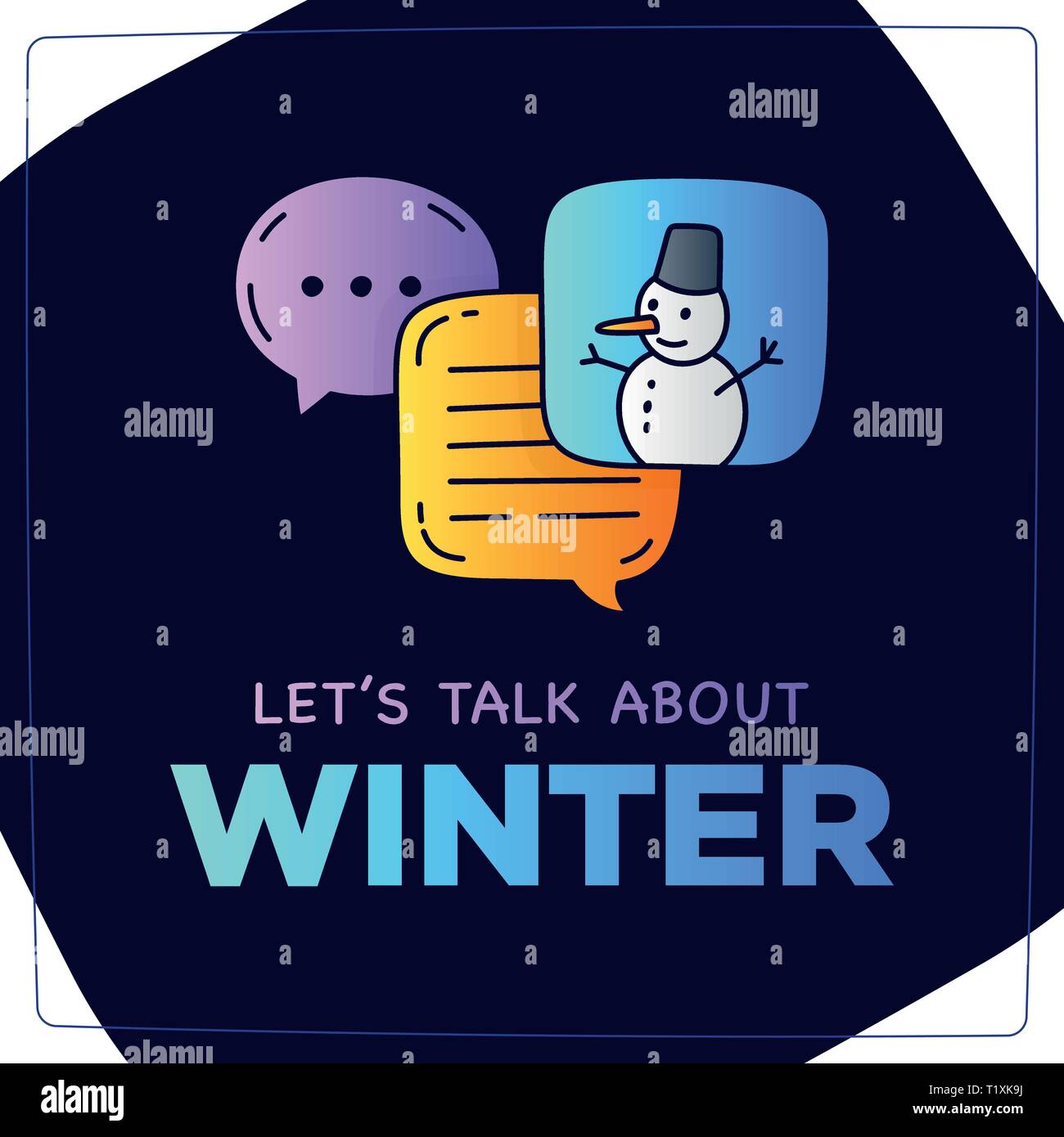 Let's talk about winter doodle illustration dialog speech bubbles with ...