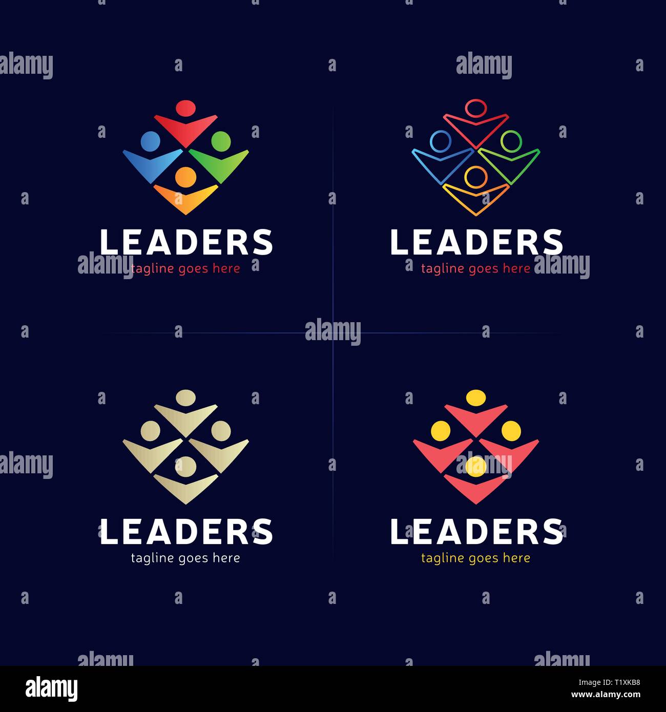 Four Human group with Leader or boss icon Logo Element Stock Vector ...