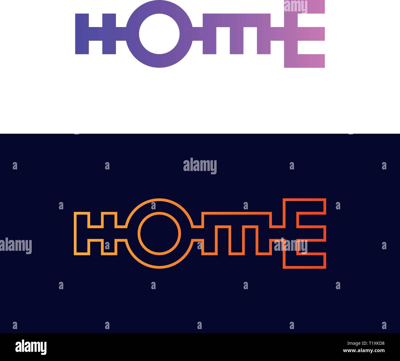 Strong text home lettering or typography in geometric style Stock ...