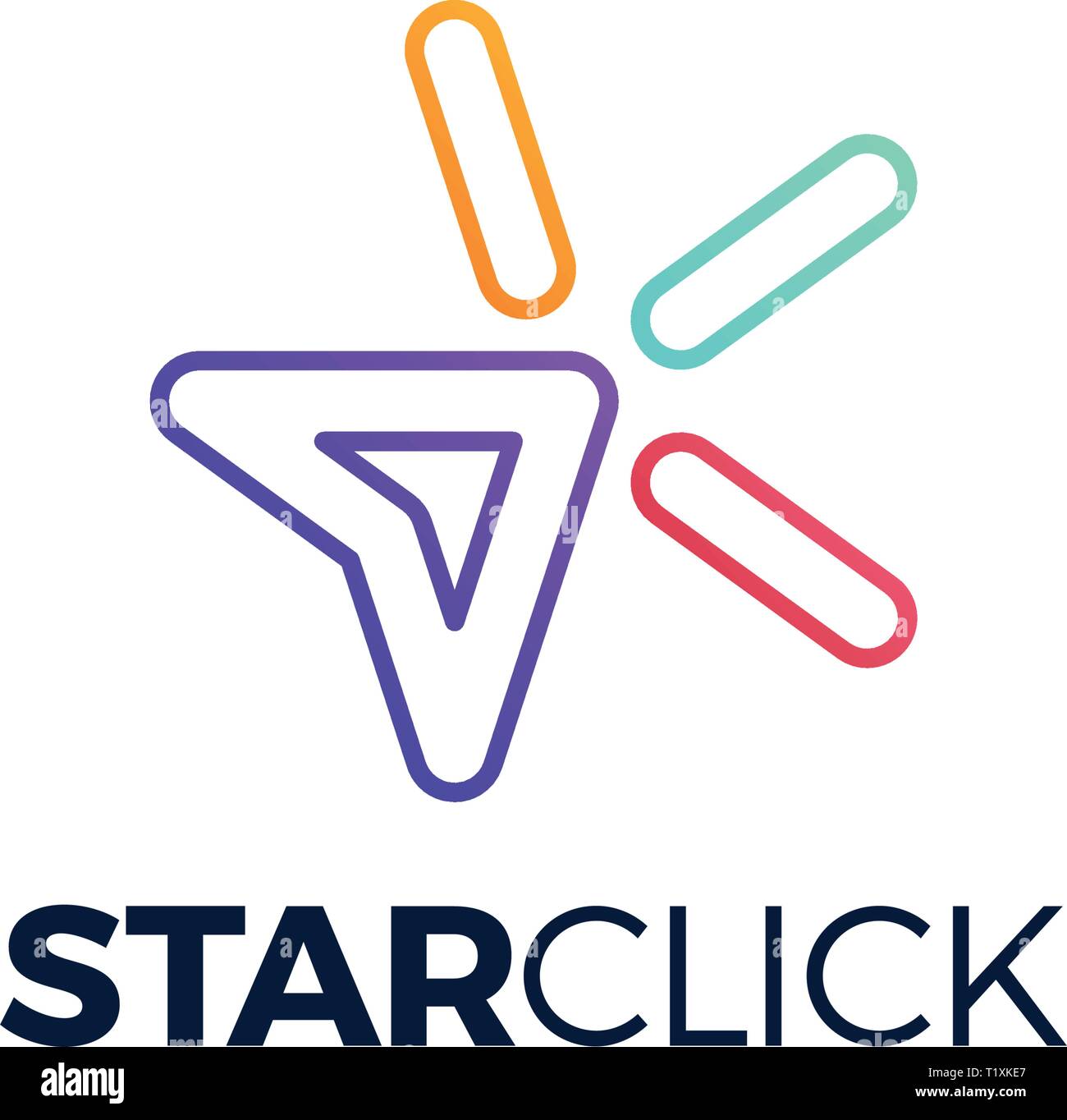 Abstract line style star logo with mouse cursor click Stock Vector ...
