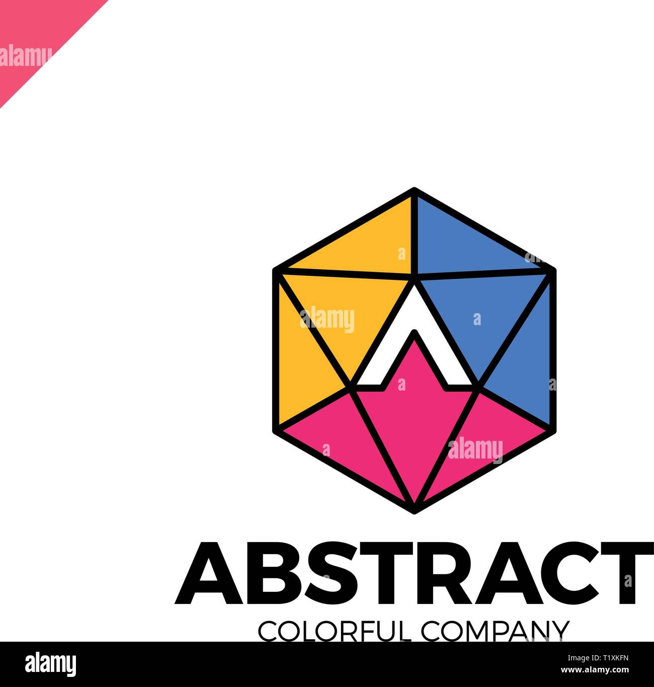 Letter A tech industry logo template. Abstract media triangle hexagon ...