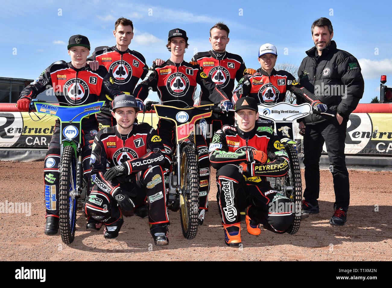 Belle Vue team L to R Dan Bewley, Steve Worrall, Max Fricke, Ricky ...