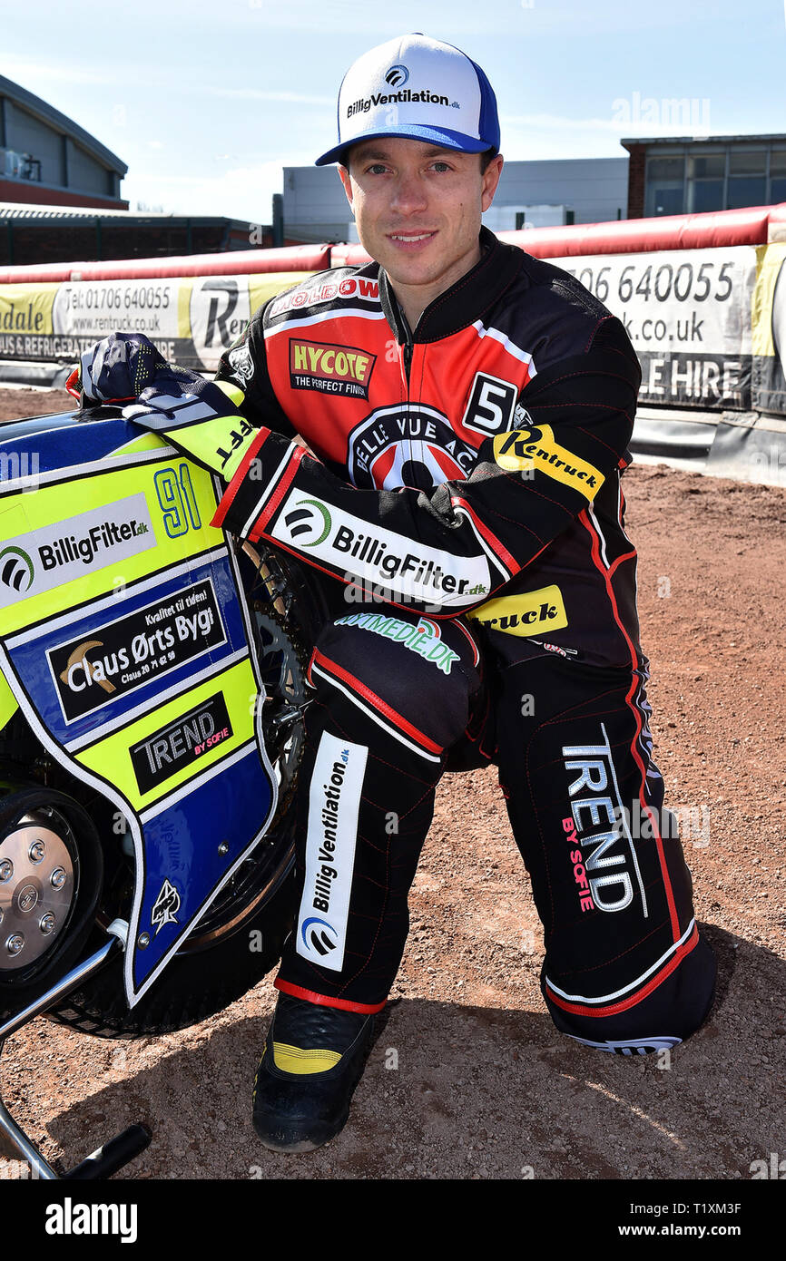 Belle Vue's Kenneth Bjerre during the Belle Vue Aces Media Call at the ...