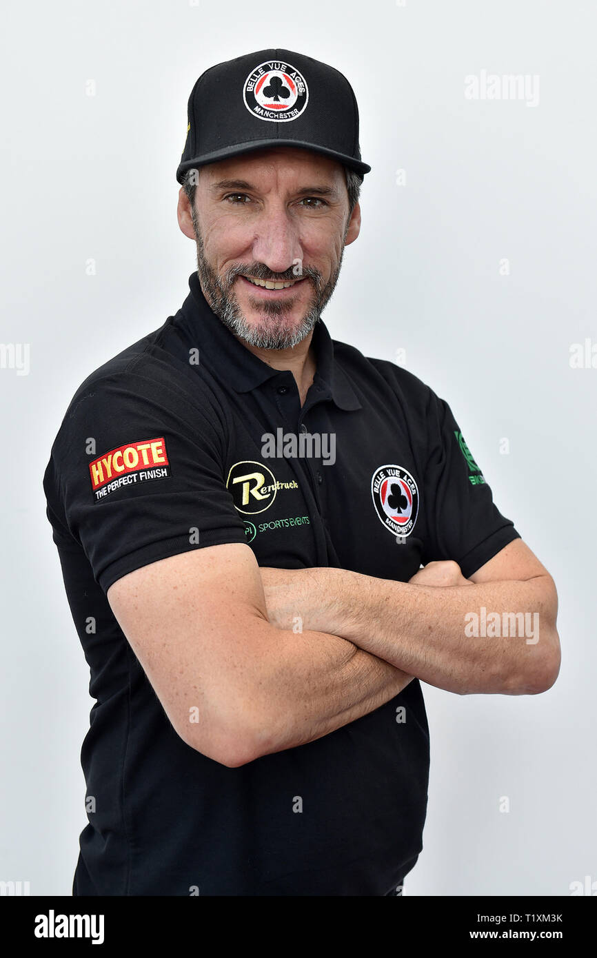 Belle Vue team manager Mark Lemon during the Belle Vue Aces Media Call ...