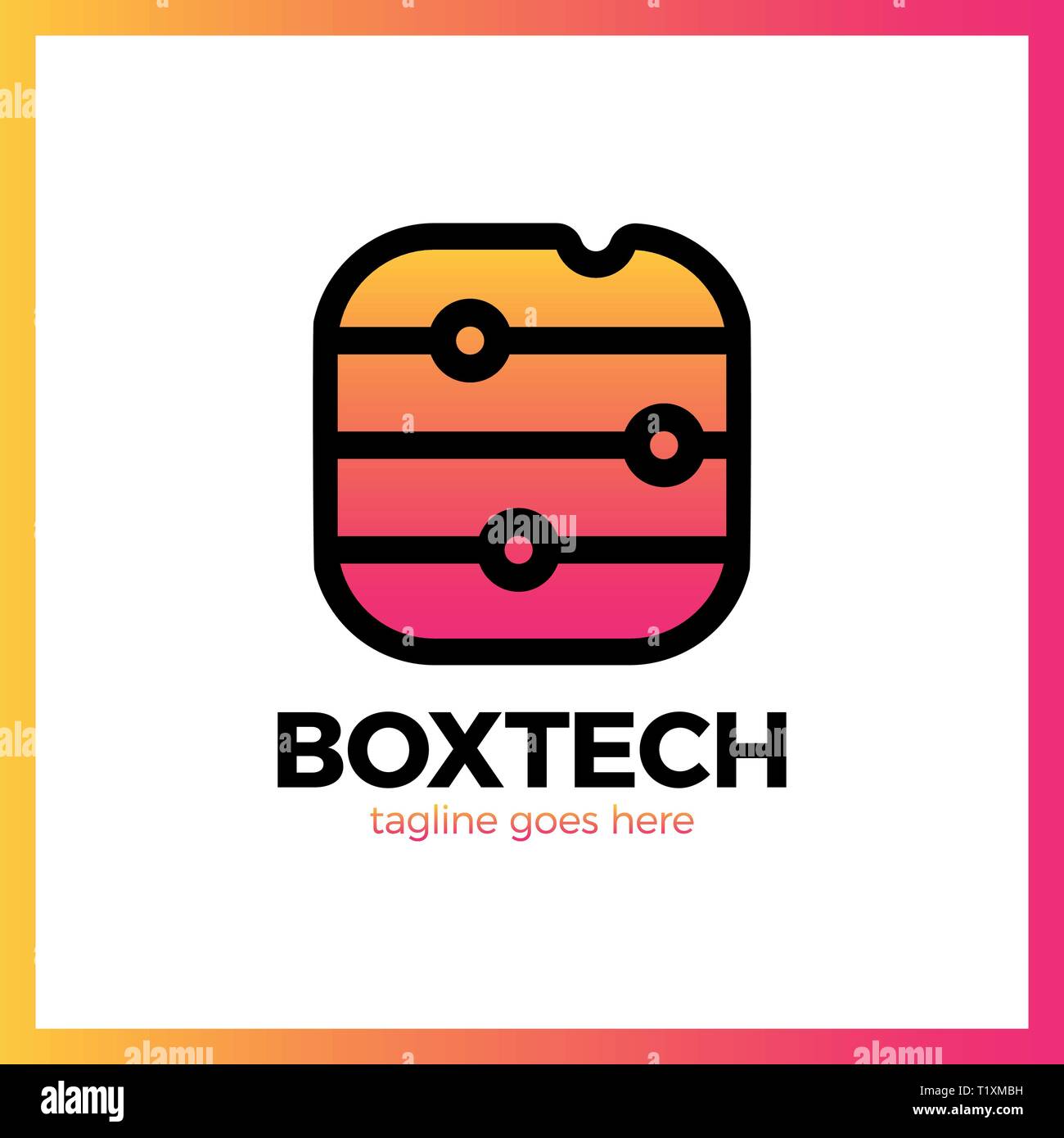 Box Tech Icon. Square media signal logotype. Colorful logotype Stock ...