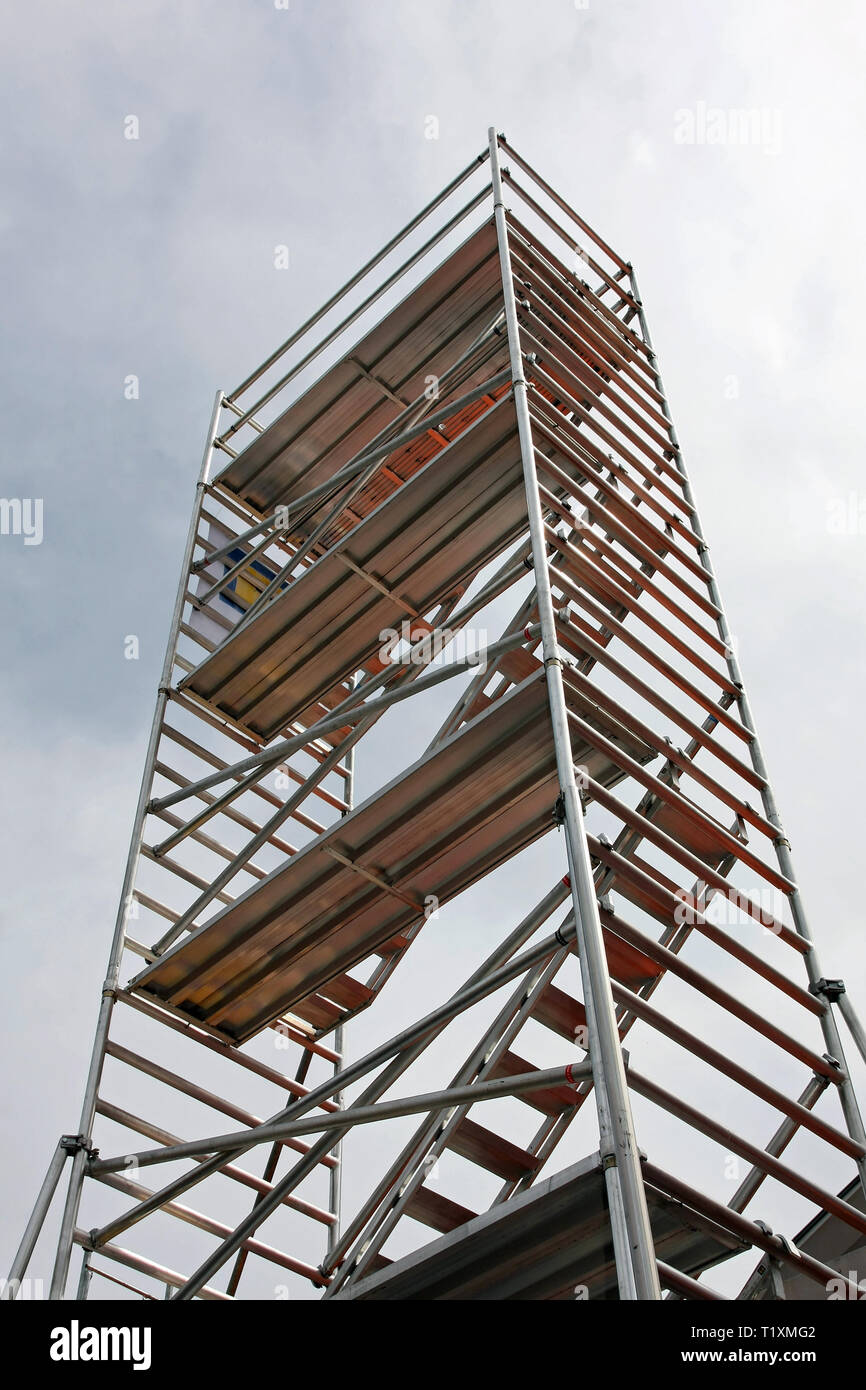Tall aluminum scaffolds platforms for building construction Stock Photo ...