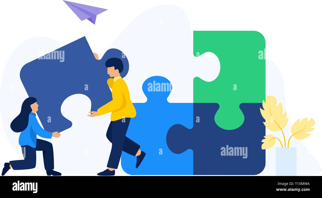 Vector illustration of business team concept. People team up connecting ...