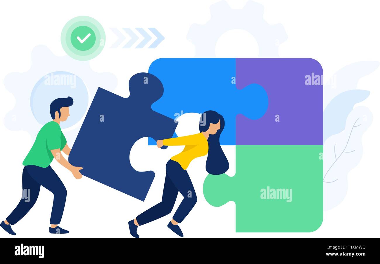 Vector illustration of business team concept. People team up connecting ...