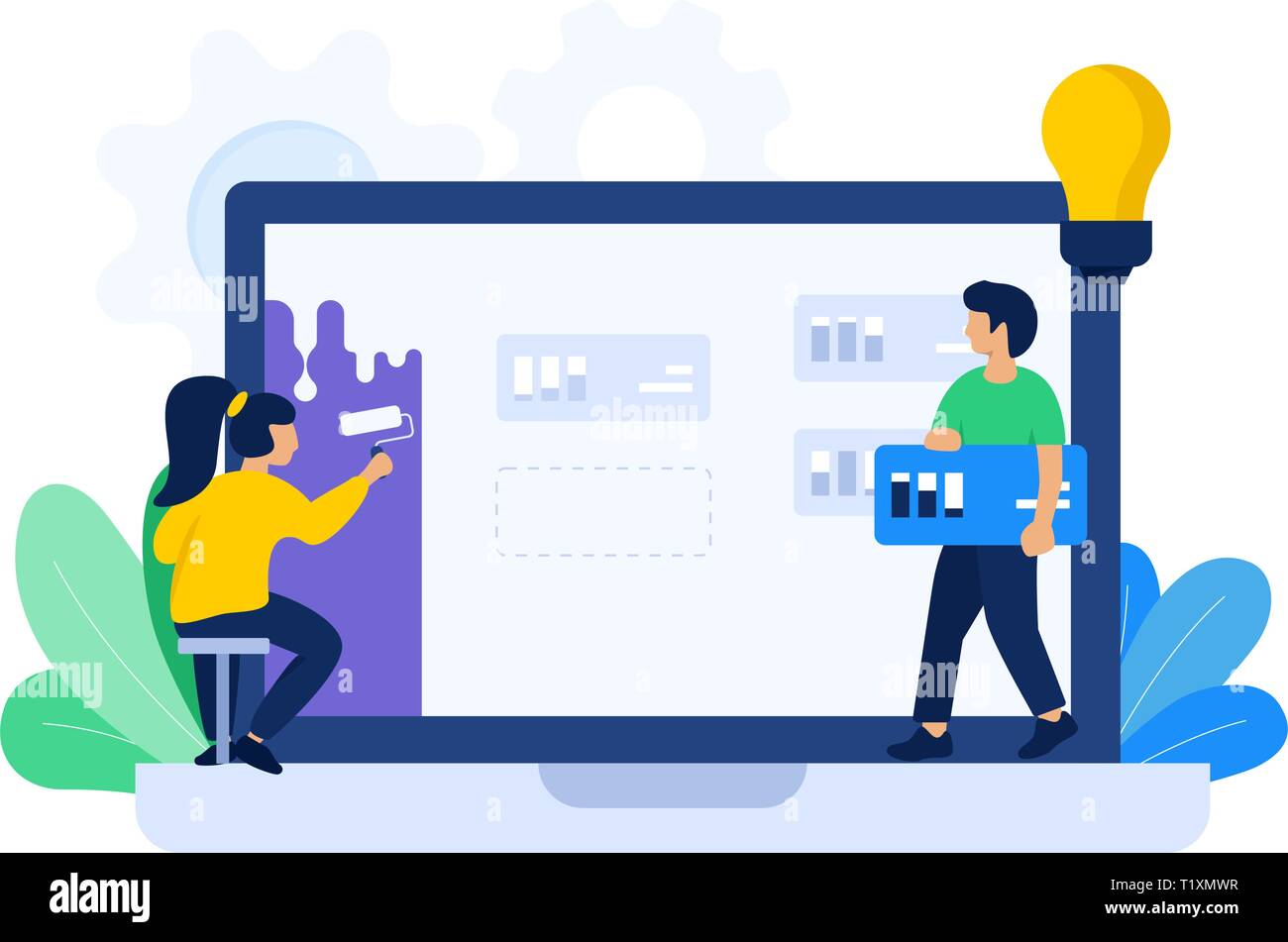 Vector illustration of designer and developer collaboration concept ...