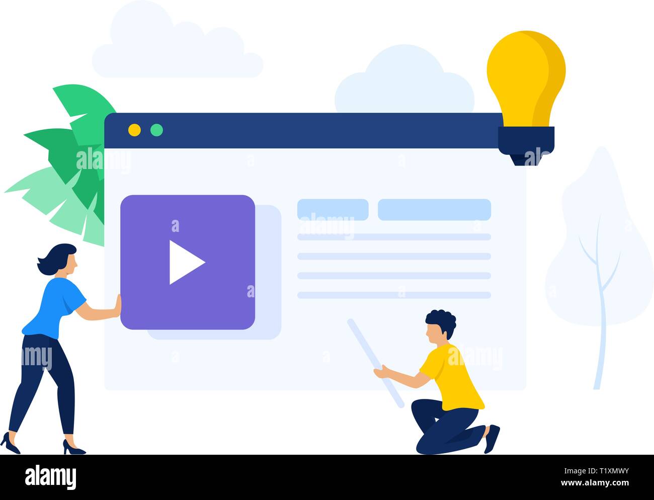 Vector illustration of the people working together to create website ...