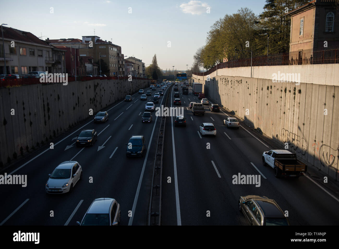Traffic is seen on the ring road around Porto Stock Photo - Alamy