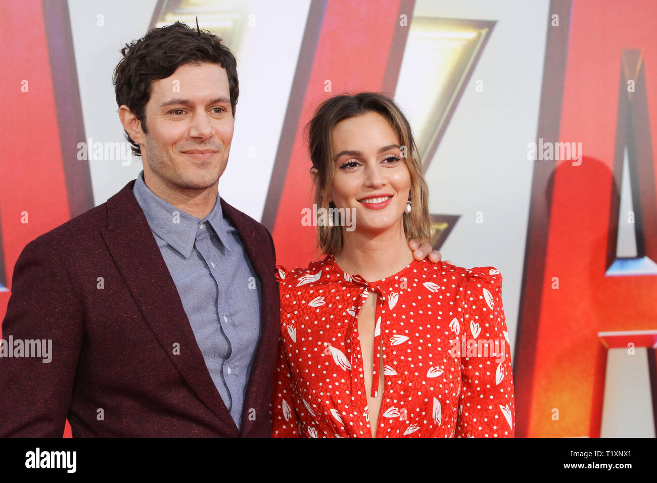 Adam Brody, Leighton Meester at The World Premiere of "Shazam" held at ...
