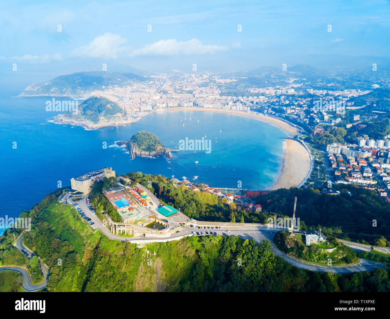 Monte Igueldo Tower, viewpoint and Amusement Park on the Monte Igueldo ...