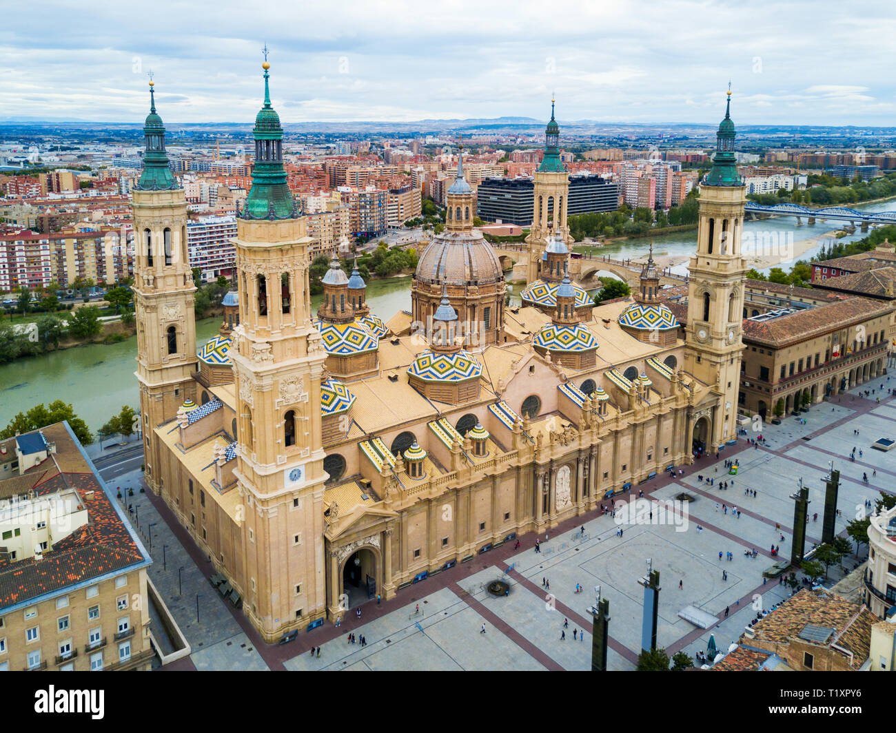 Cathedral Basilica of Our Lady of the Pillar aerial panoramic view ...