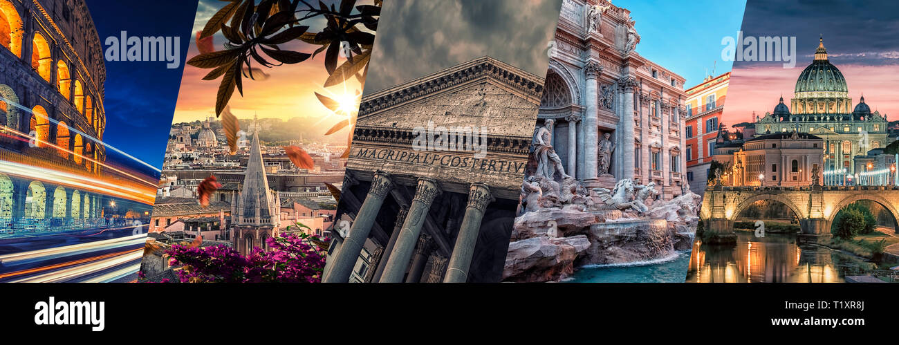Collage landmarks rome italy hi-res stock photography and images - Alamy