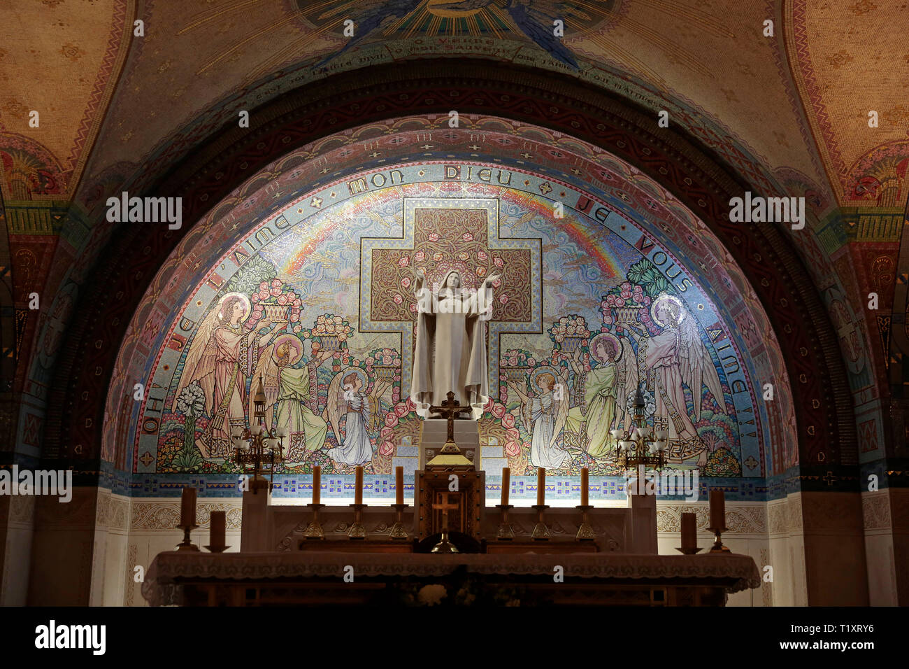 Lisieux (Normandy, north-western France): interior of the crypt of the ...