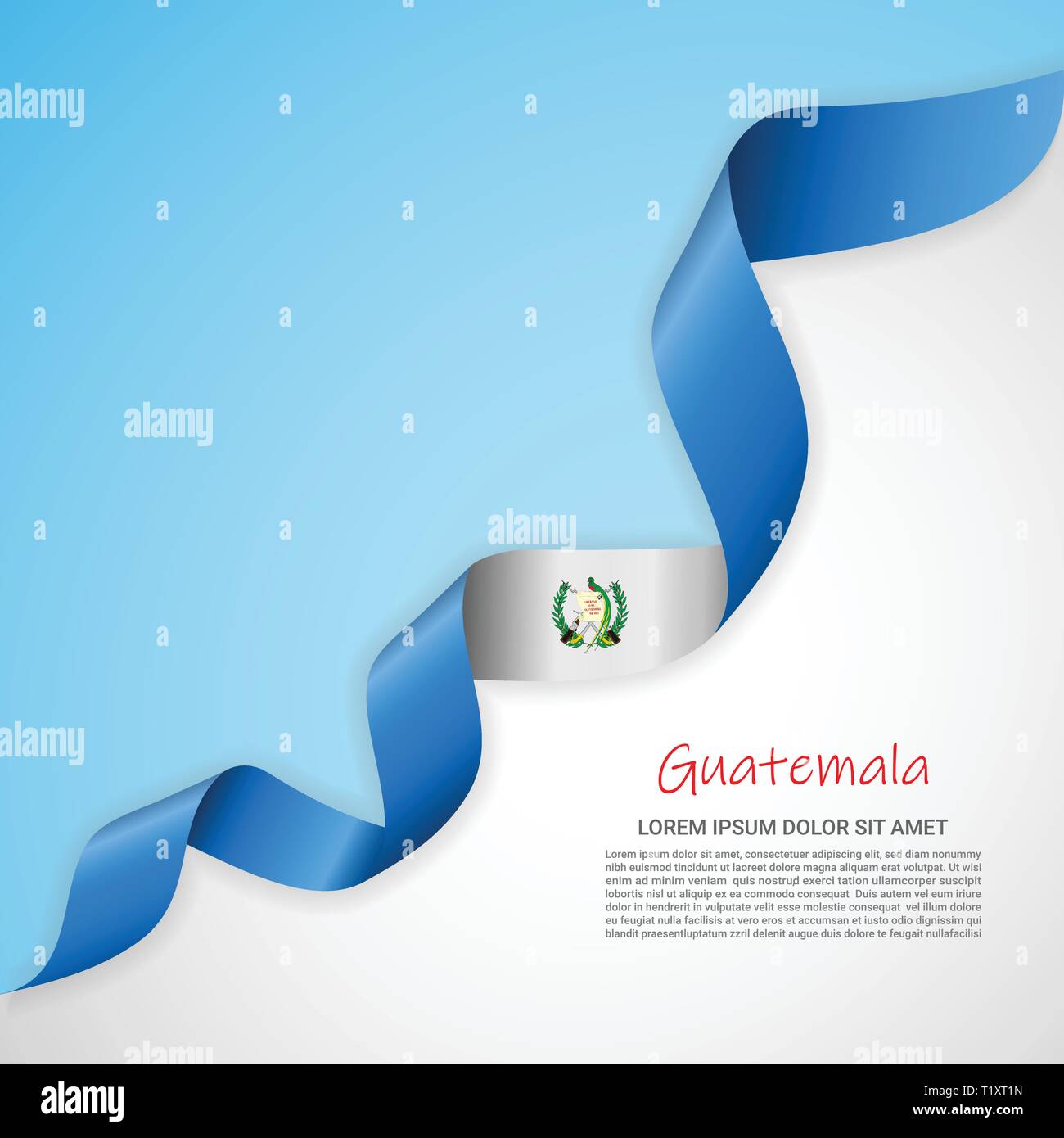 Vector banner in white and blue colors and waving ribbon with flag of ...