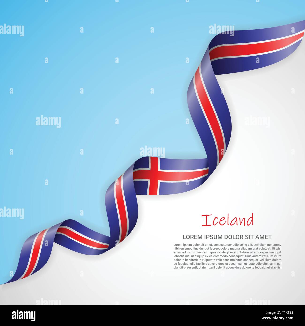 Vector banner in white and blue colors and waving ribbon with flag of ...
