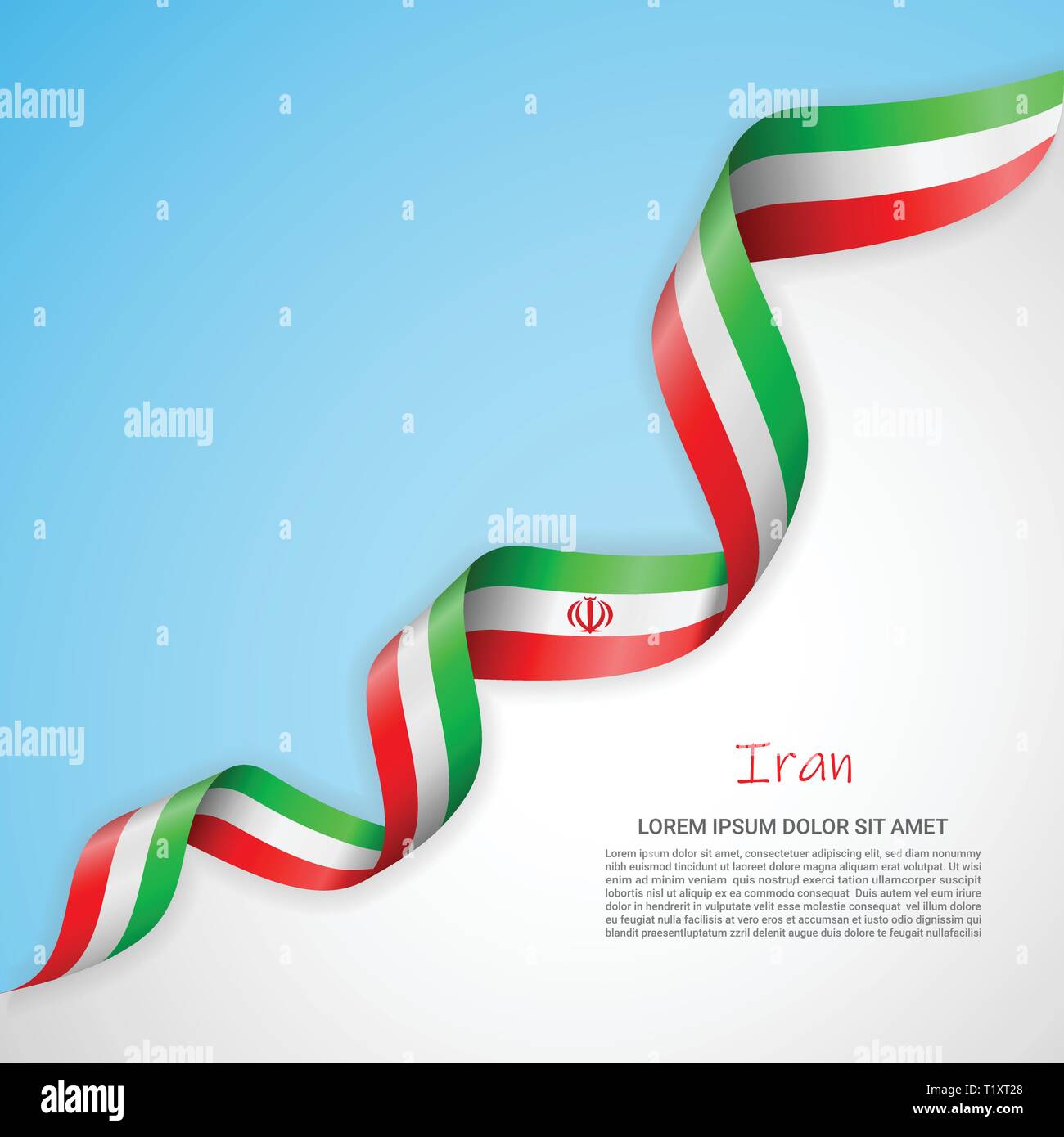 Vector banner in white and blue colors and waving ribbon with flag of ...