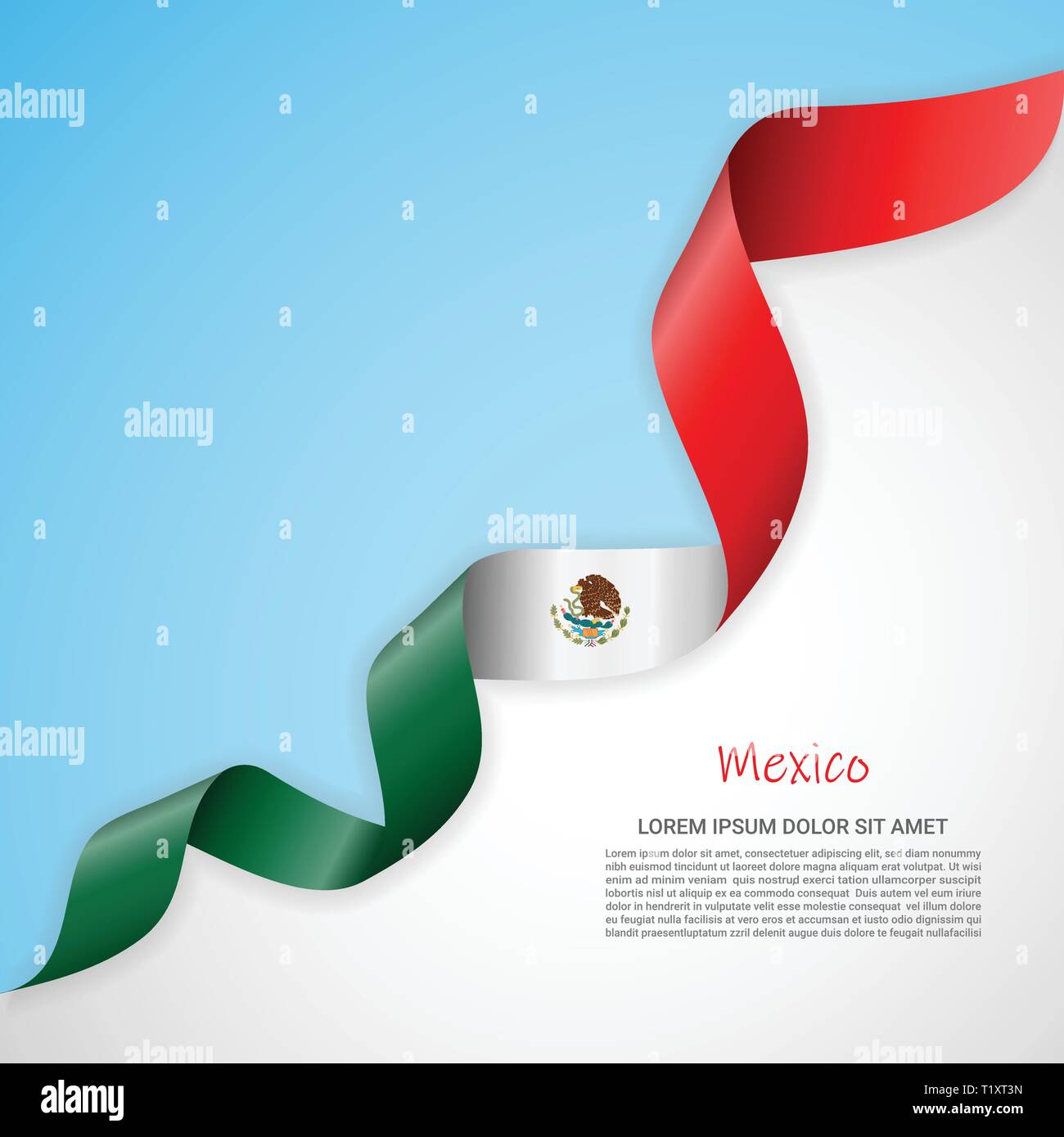 Vector banner in white and blue colors and waving ribbon with flag of ...