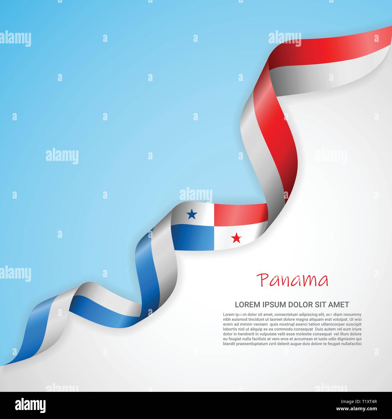 Vector banner in white and blue colors and waving ribbon with flag of ...