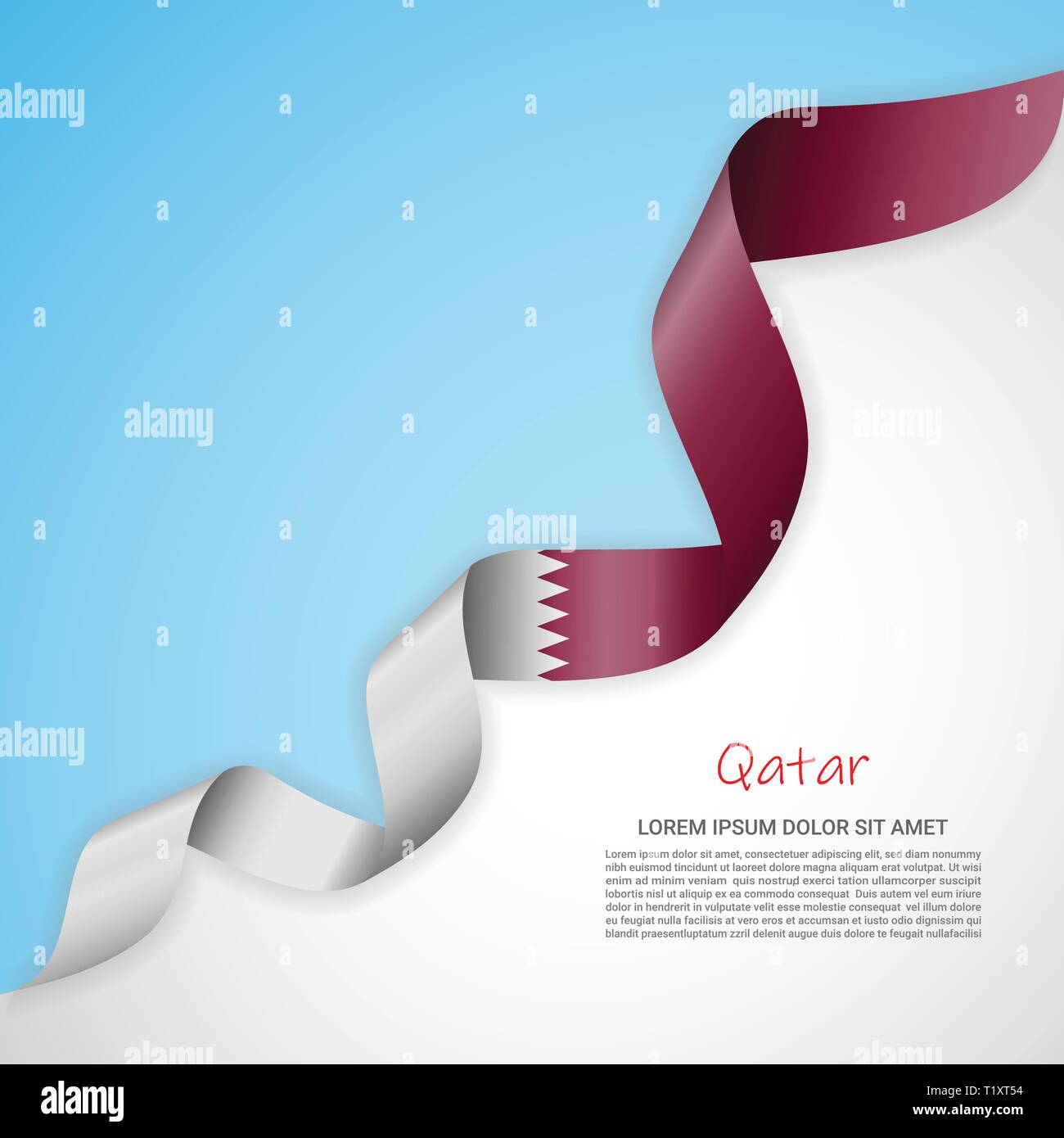 Vector banner in white and blue colors and waving ribbon with flag of ...