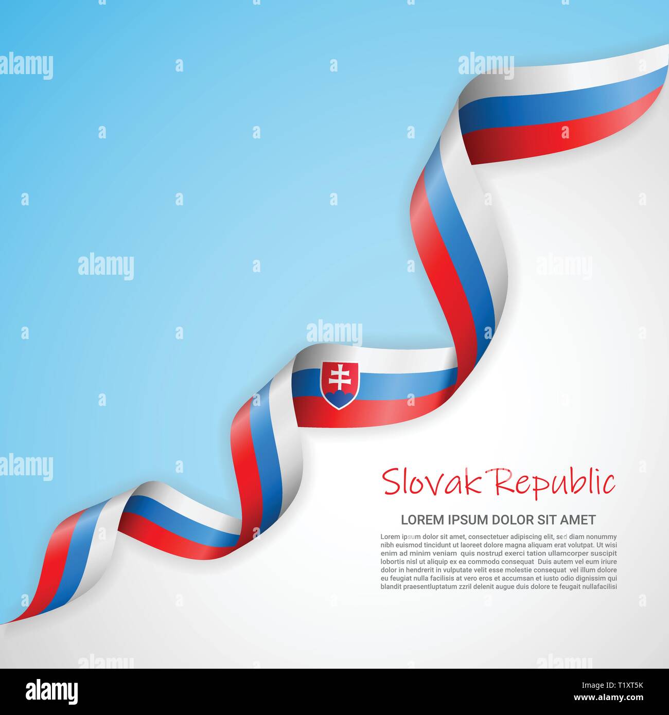 Vector banner in white and blue colors and waving ribbon with flag of ...