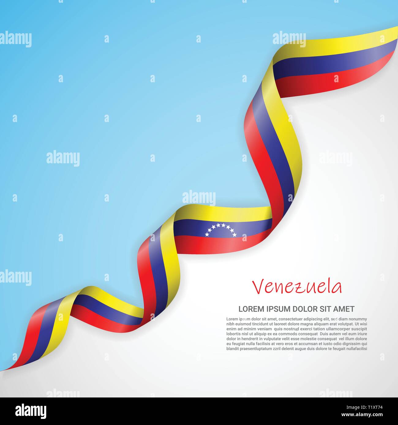 Vector banner in white and blue colors and waving ribbon with flag of ...