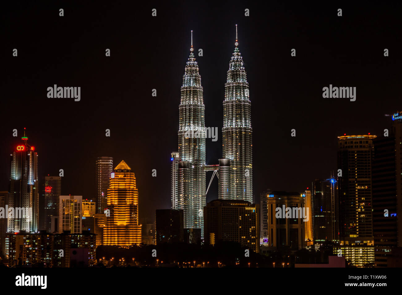 Night illumination kuala lumpur aerial hi-res stock photography and ...