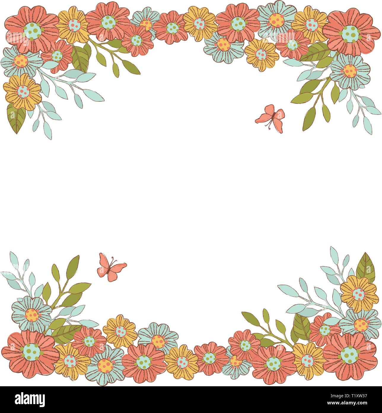 SUMMER FLOWERS Floral Decorative Frame Party Birthday Wedding ...