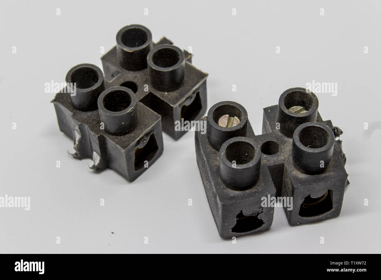 two isolated black connection part with white background. object shoot ...