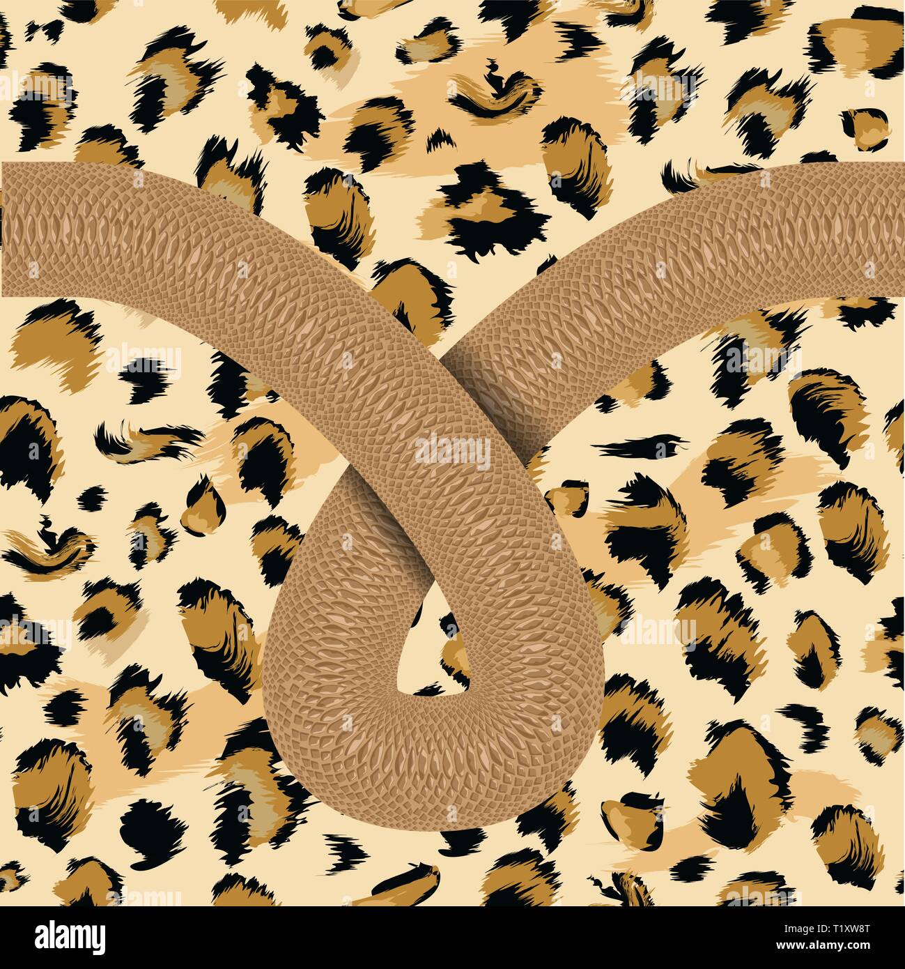 Leopard skin Seamless with snake line. Flat and solid color style ...