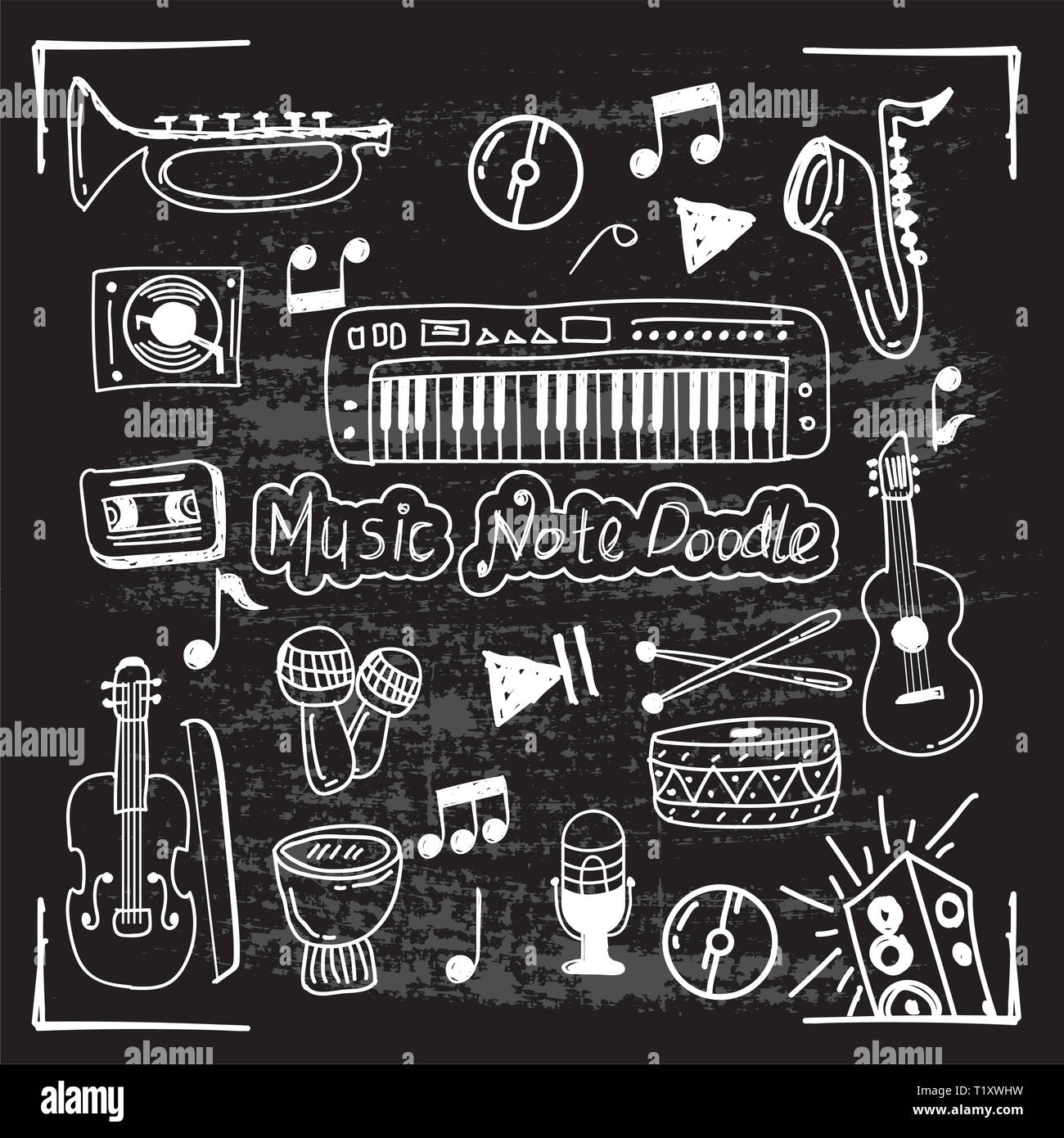 set of music doodle vector Stock Photo - Alamy