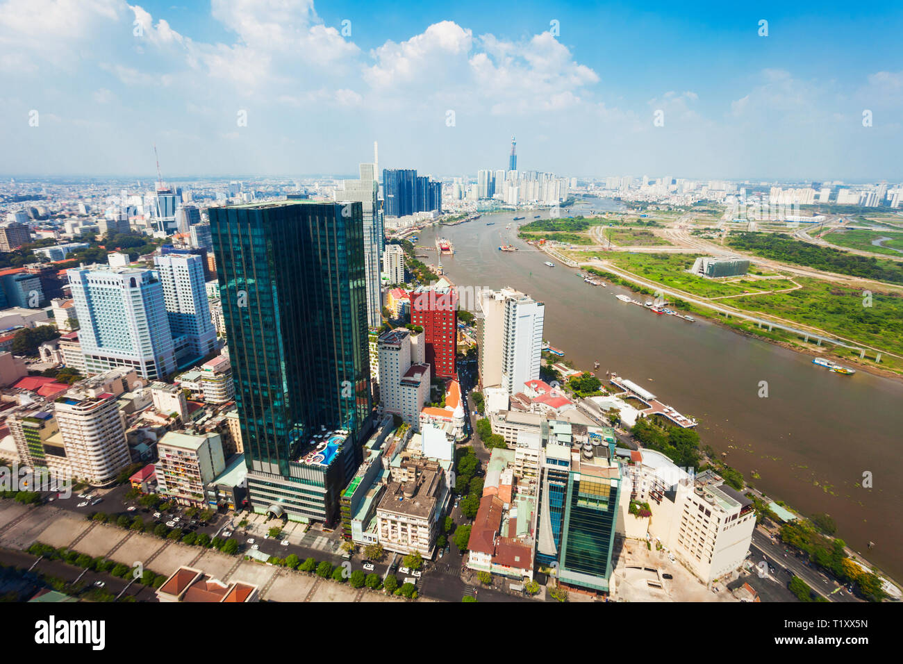 Ho Chi Minh city aerial panoramic view from Saigon Skydeck observation ...