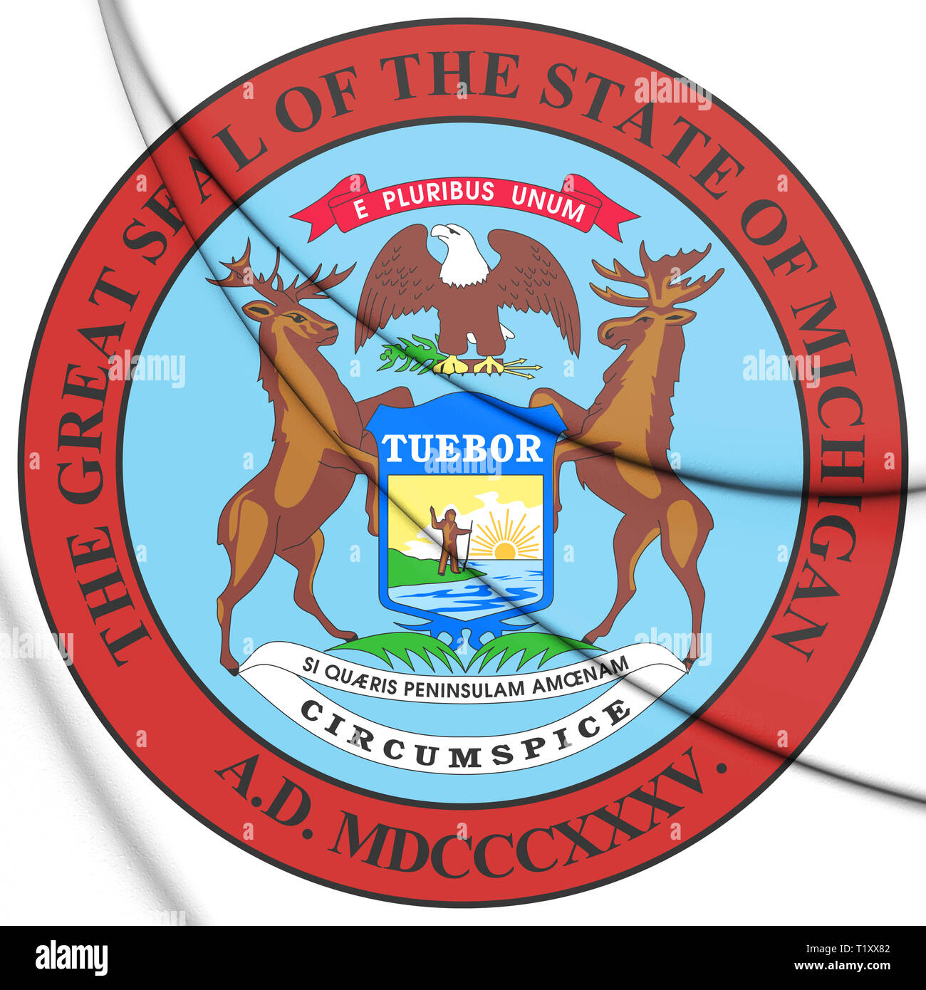 3D State Seal of Michigan, USA. 3D Illustration Stock Photo - Alamy