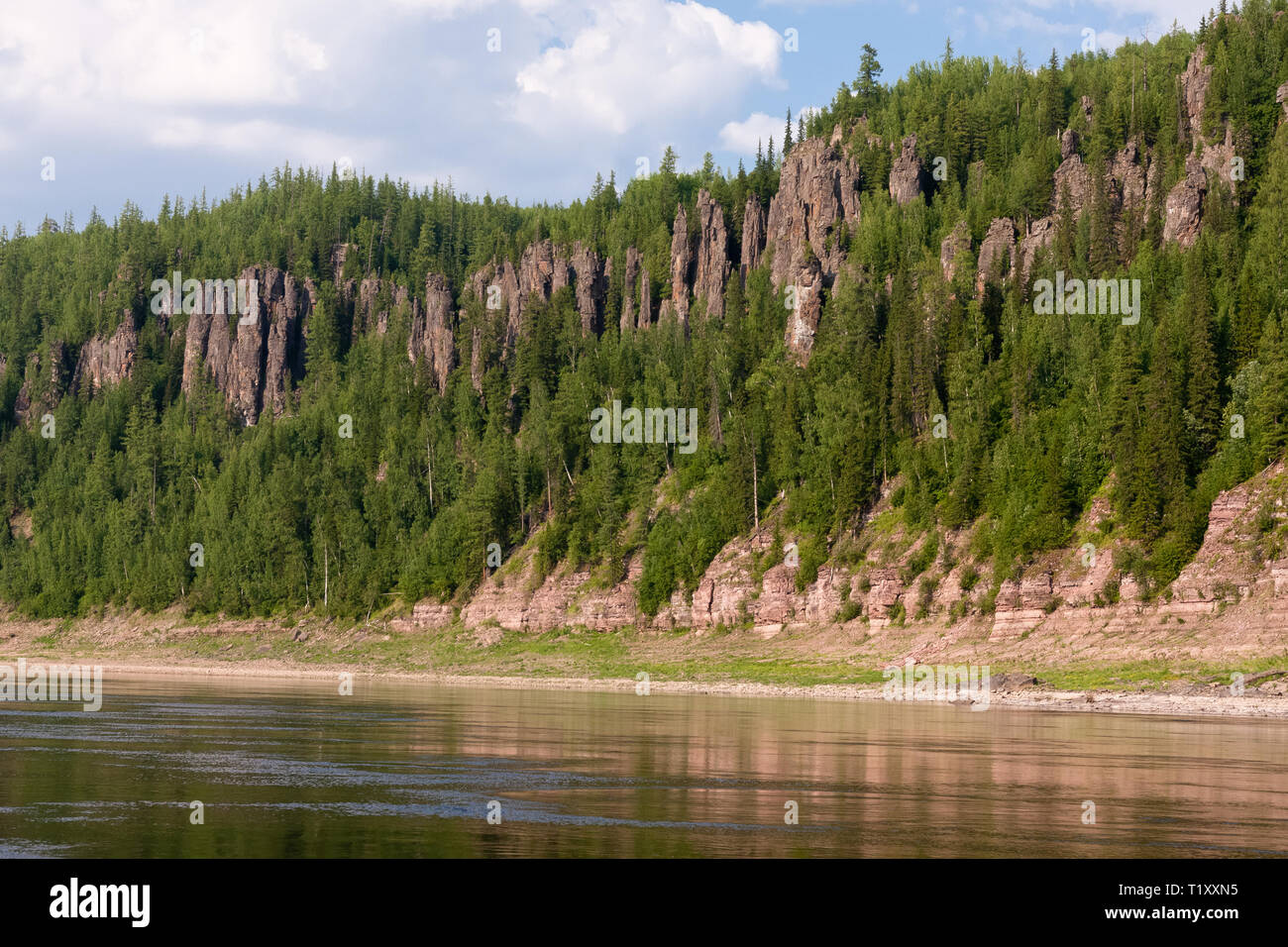 Beautiful Siberian rivers. Fantastical cliffs of Tugsuska river ...