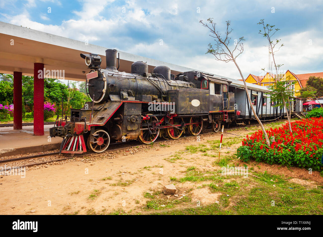 Steam locomotive at the Dalat railway station in Da Lat city in Vietnam ...